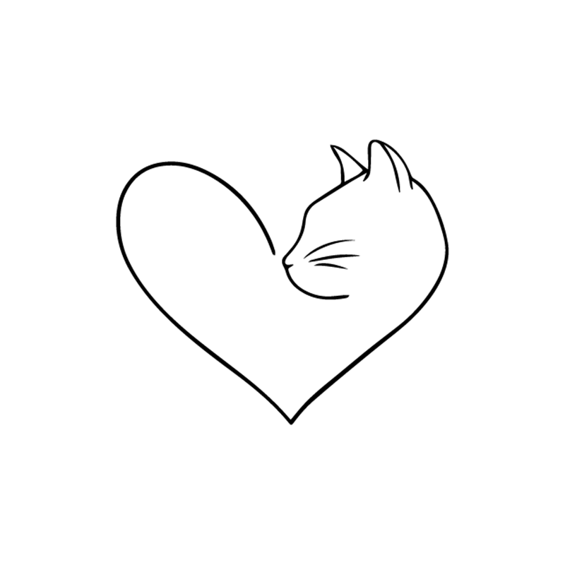 קעקוע לב עם חתול - tatwo